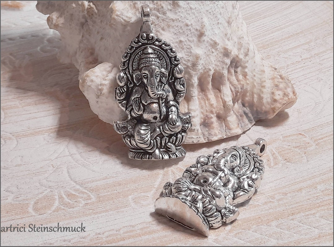1 Large Lord Ganesha Pendant Chain Silver Approx. 60 Mm X 30 Mm - Etsy