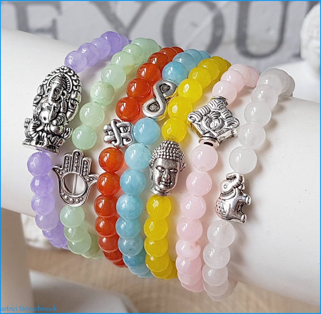 YOGA Bracelet 7-piece Chakras Carnelian Jade Agate Quartz - Etsy