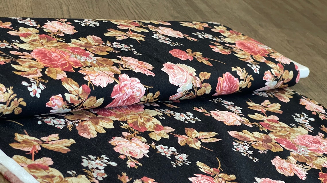 Faye Burgos Rose Foundation 8290 Marcus Fabrics Roses on Black - Etsy