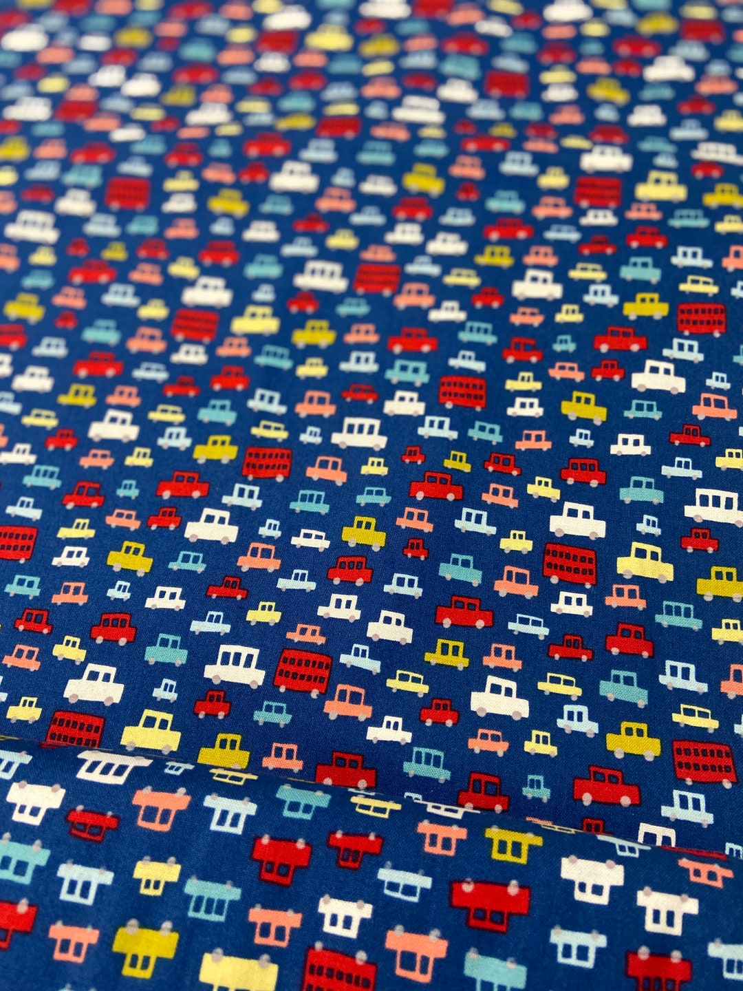 Michael Miller - Toot Toot - CX #4760 - Mini Cars in Blue - Etsy