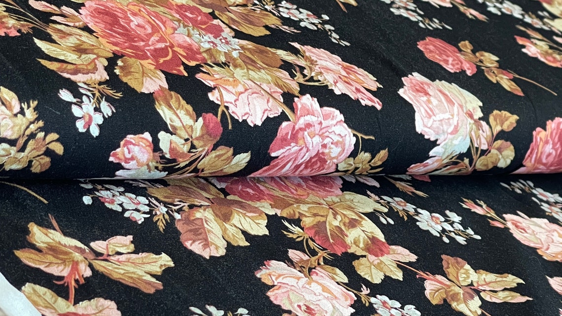 Faye Burgos Rose Foundation 8290 Marcus Fabrics Roses on Black - Etsy