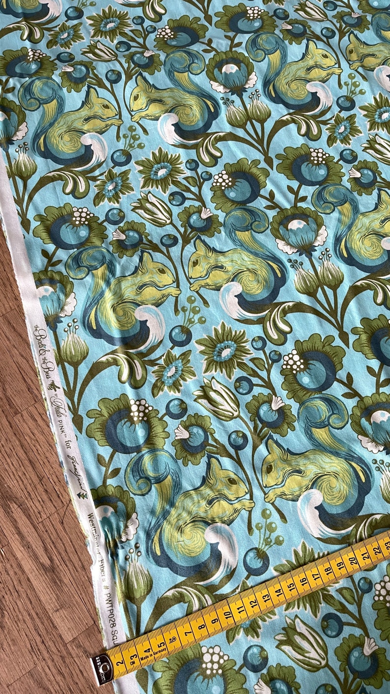 OOP - Tula Pink Birds & Bees Squirrel in Aqua - RARE!! - Etsy Australia