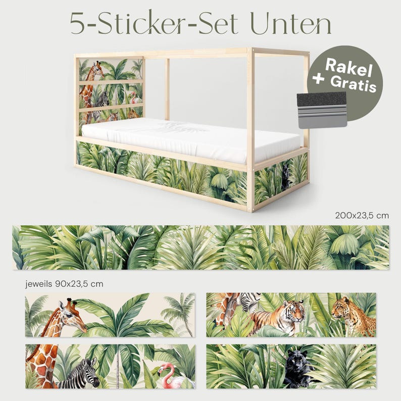 IKEA KURA Safari Jungle Animals Bed Sticker Kura Bed Removable Sticker ...