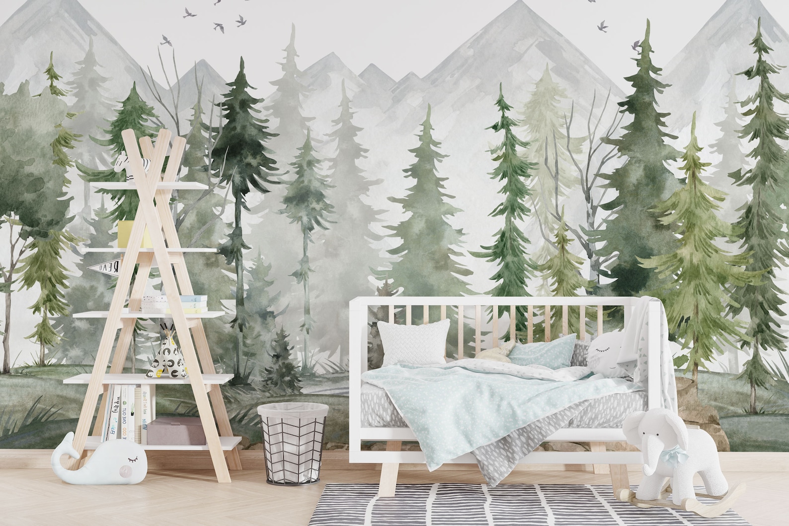 Tapete Tannenwald Aquarell Fototapete Kinderzimmer Wald - Etsy.de