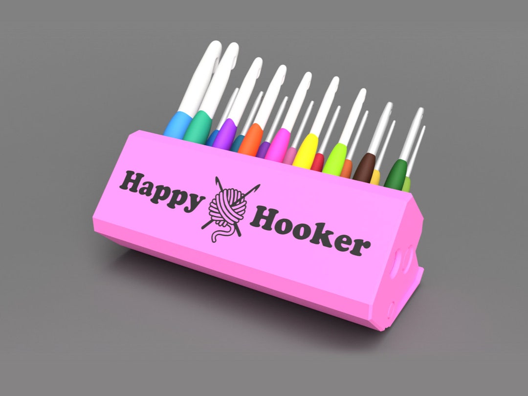 Crochet Hook Case/stand • Happy Hooker Text With Yarn Ball and Hooks ...