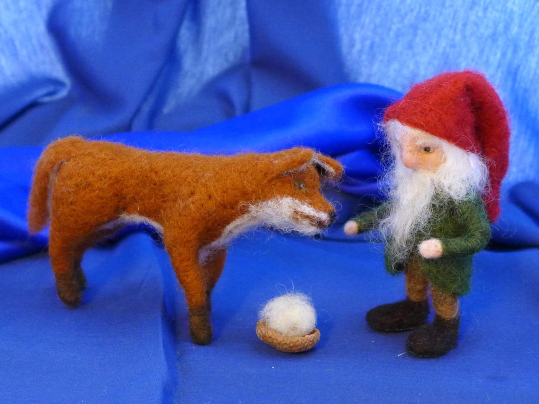 Tomte With Fox, Felt Dwarf, Swedish Elf, House Elf, Waldorf, Reineke ...