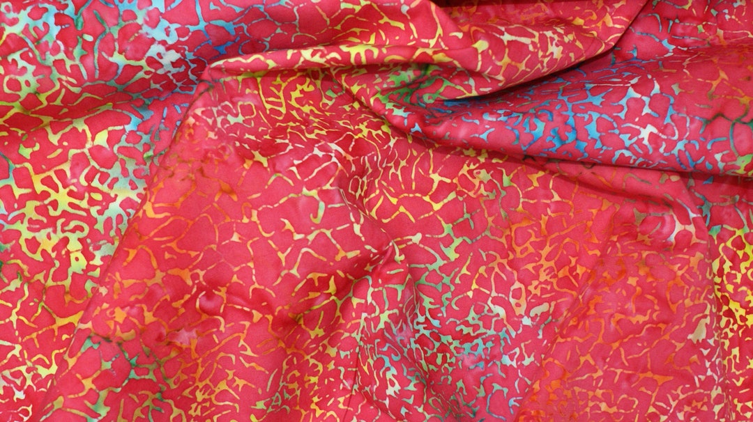 0.5m Batik, Baumwollstoff, rot / bunt, Meterware - Etsy Italia