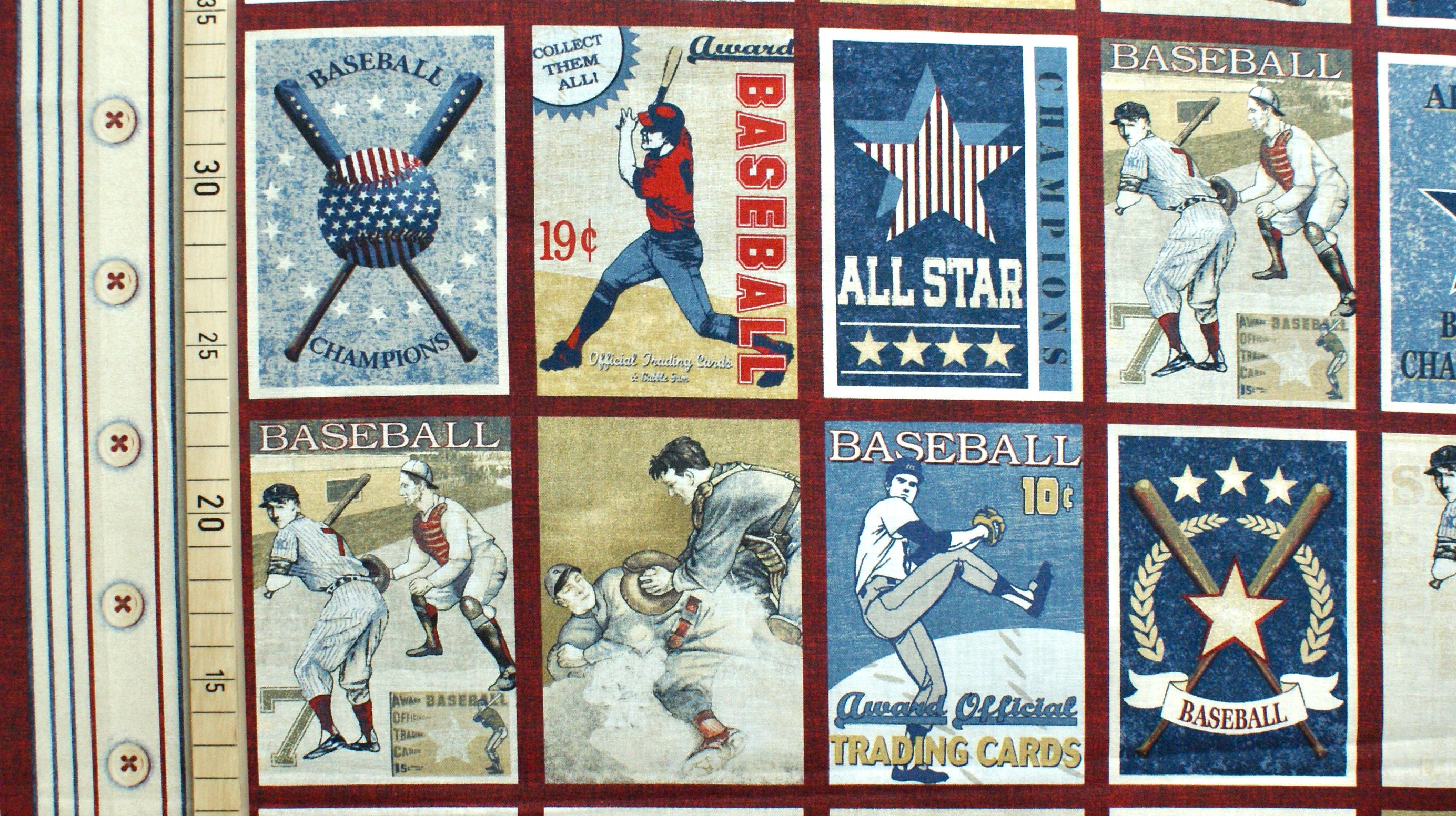 1897Eur/m Baseball Motiv Stoff 58cm Retro Style Baumwolle | Etsy