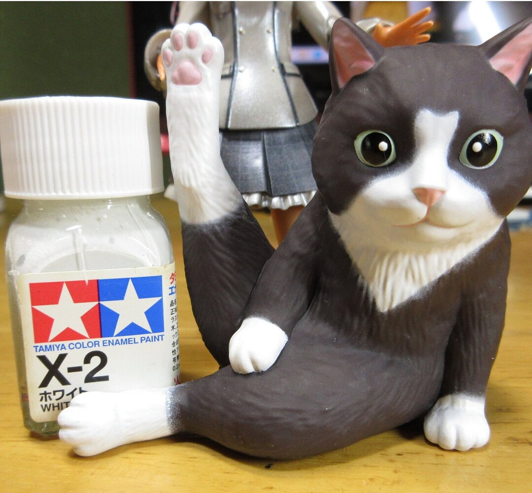 Japan Black and White Cat Kittie PVC Hollowed Figure Model Toy - Etsy