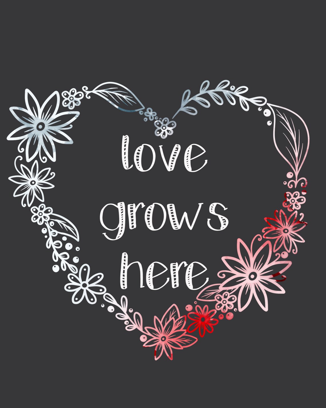 Love Grows Here Instant Download Chalkboard Style Printable Watercolor ...