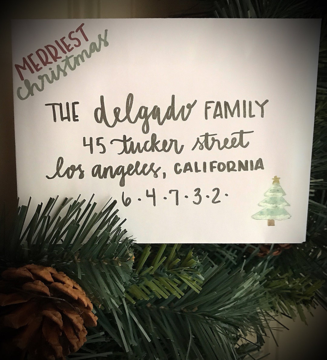 Christmas Holiday Card Envelope Addressing Hand Lettering Hand ...