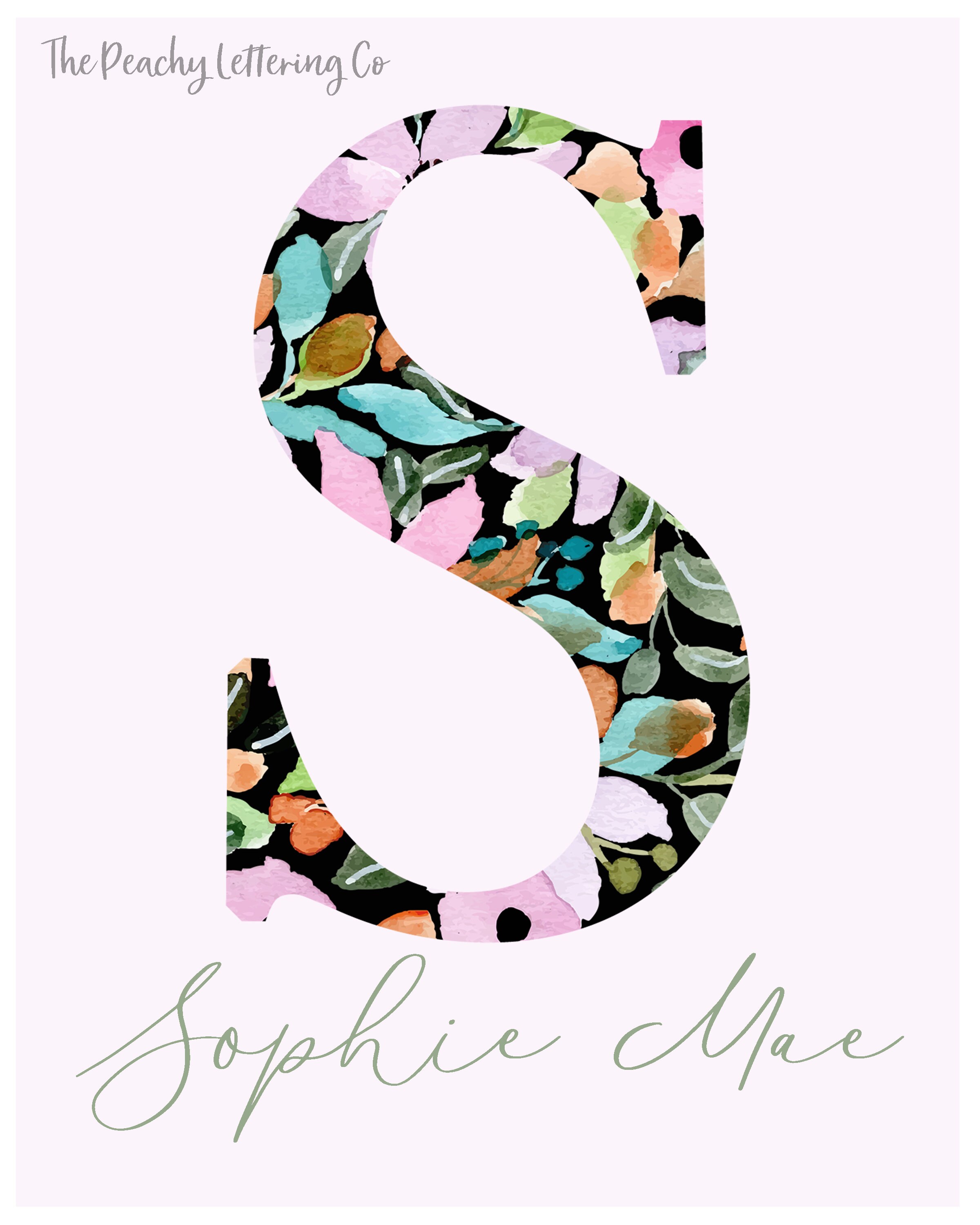 Alphabet Clip Art Set Floral Black Background With Pastel Florals Set ...