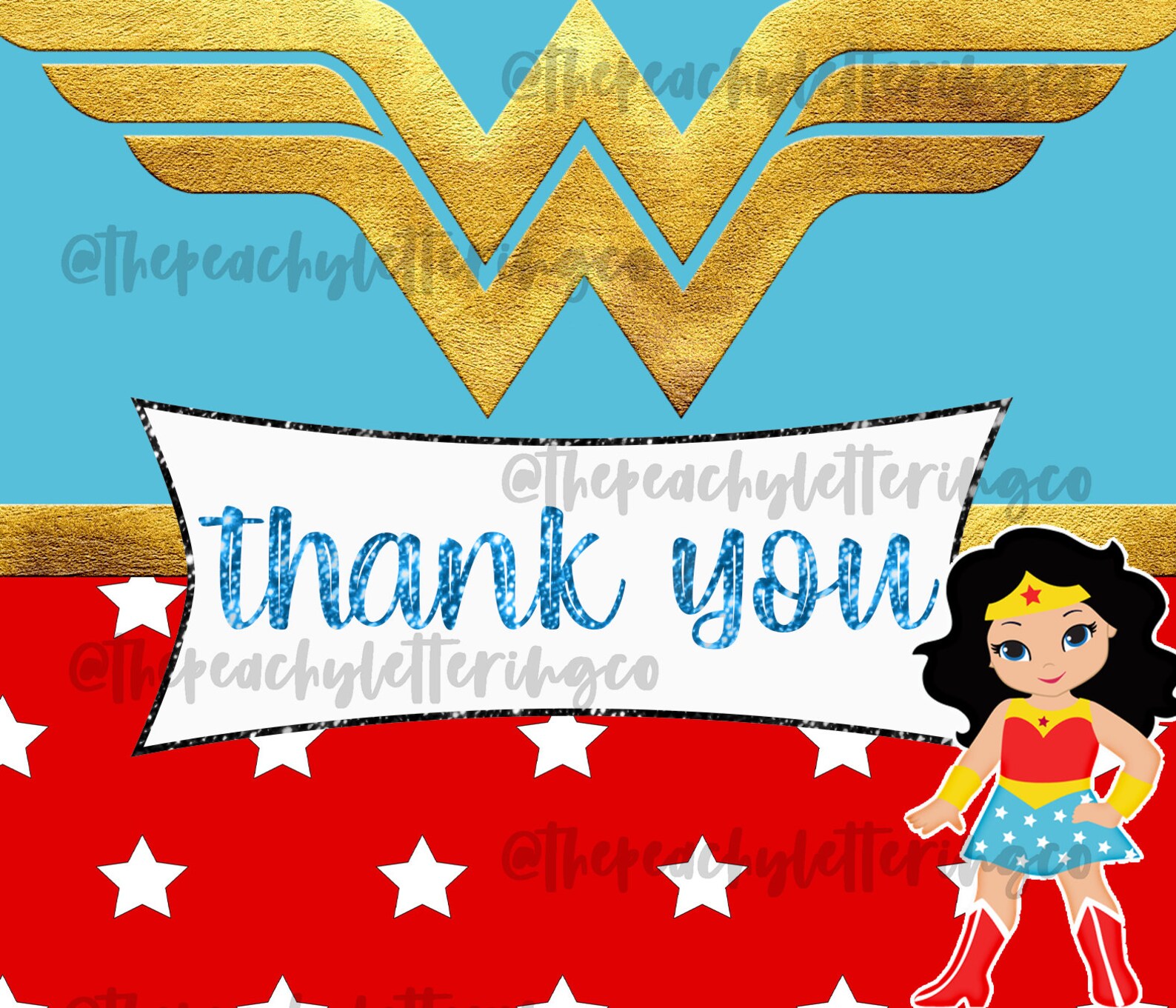 Instant Download Printable Wonder Woman Thank You Note Card | Etsy