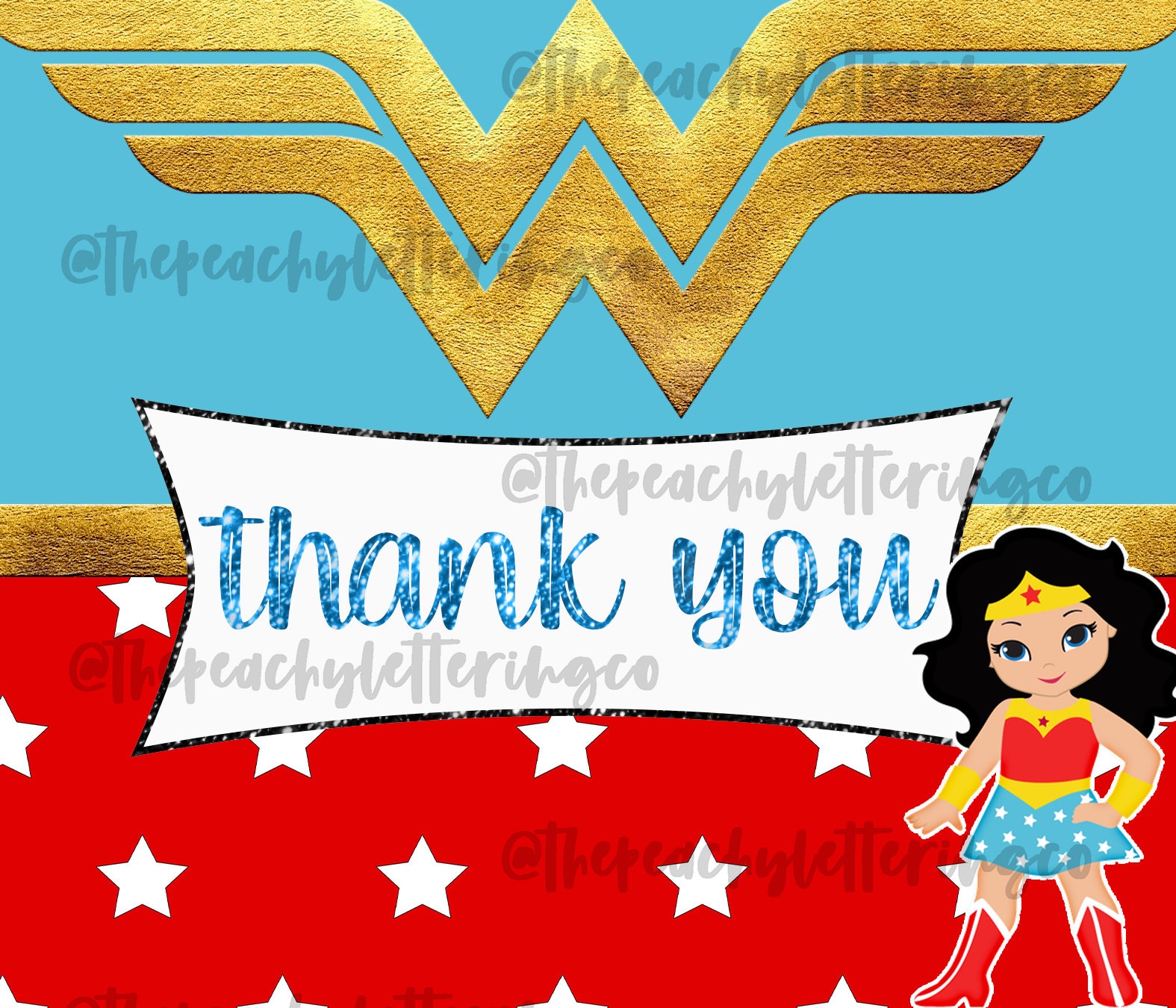 Instant Download Printable Wonder Woman Thank You Note Card | Etsy