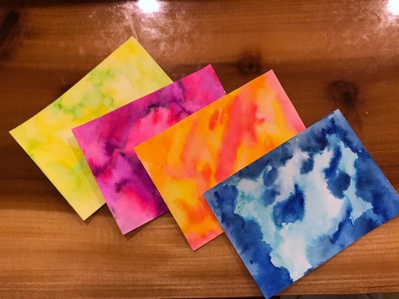 Hand Painted Watercolor Notecards Flat Notecards A2 Size Set - Etsy