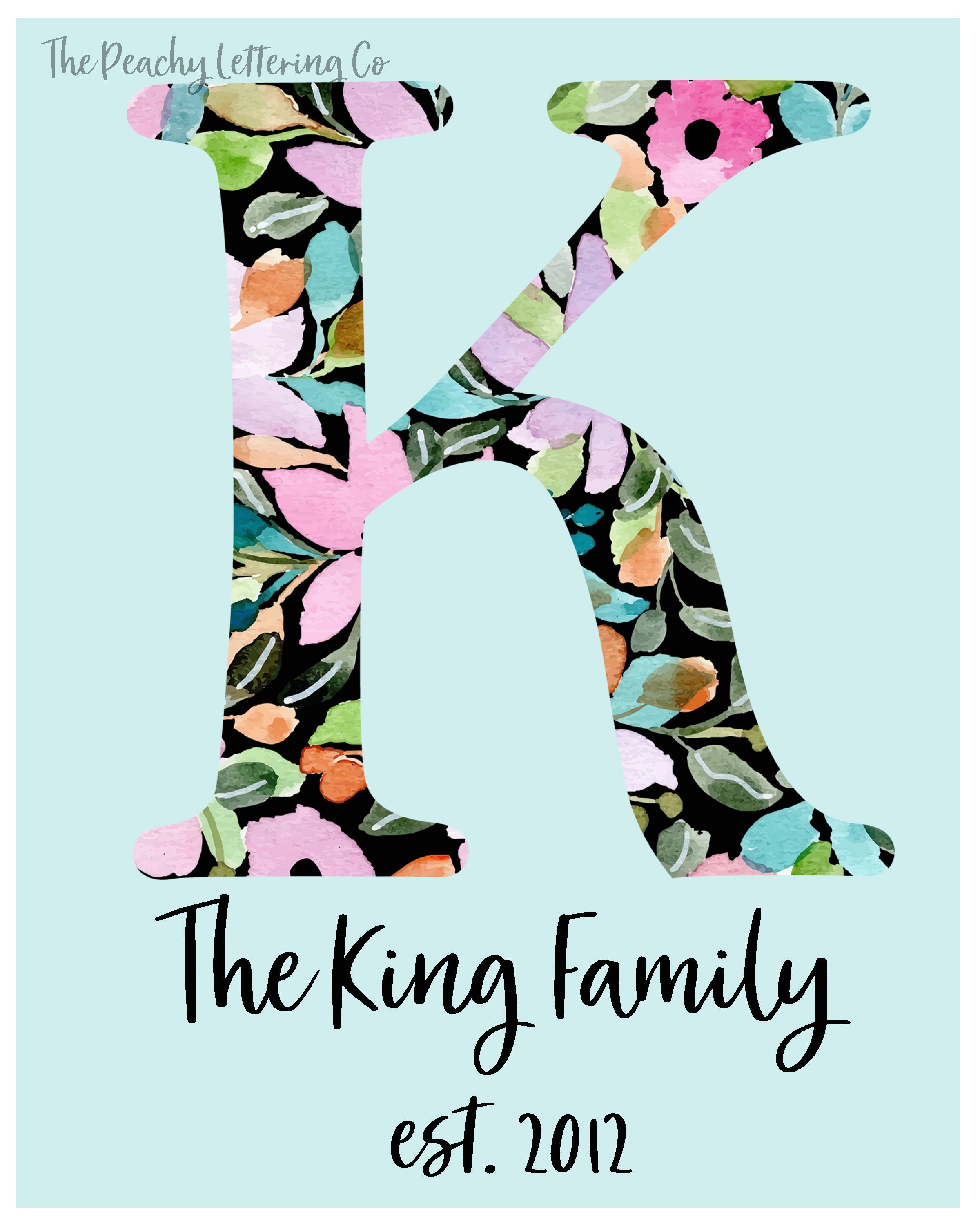 Alphabet Clip Art Set Floral Black Background With Pastel Florals Set ...