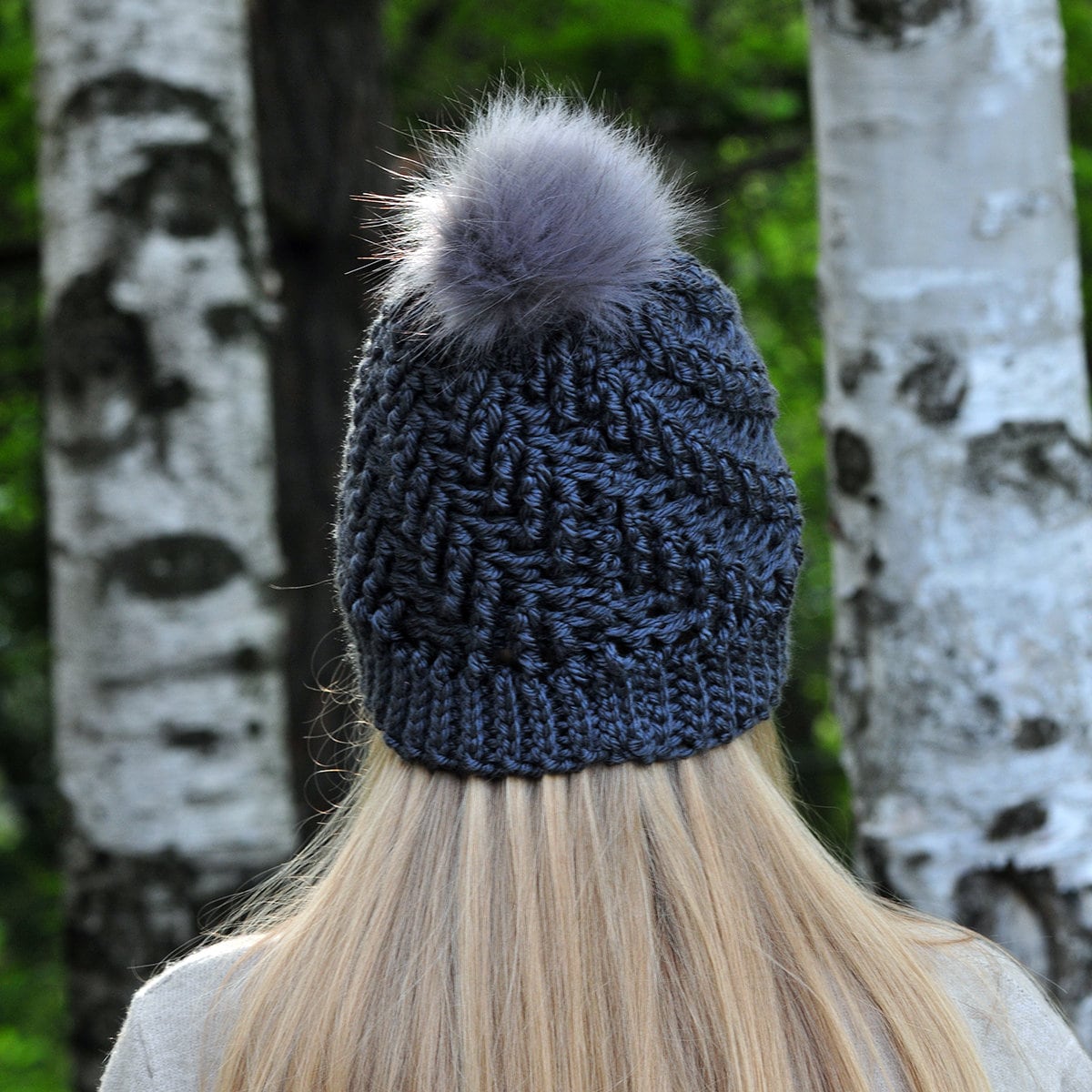 Dark Grey Winter Hat, Charcoal Gray Beanie, Acrylic Yarn, Crochet Hat ...