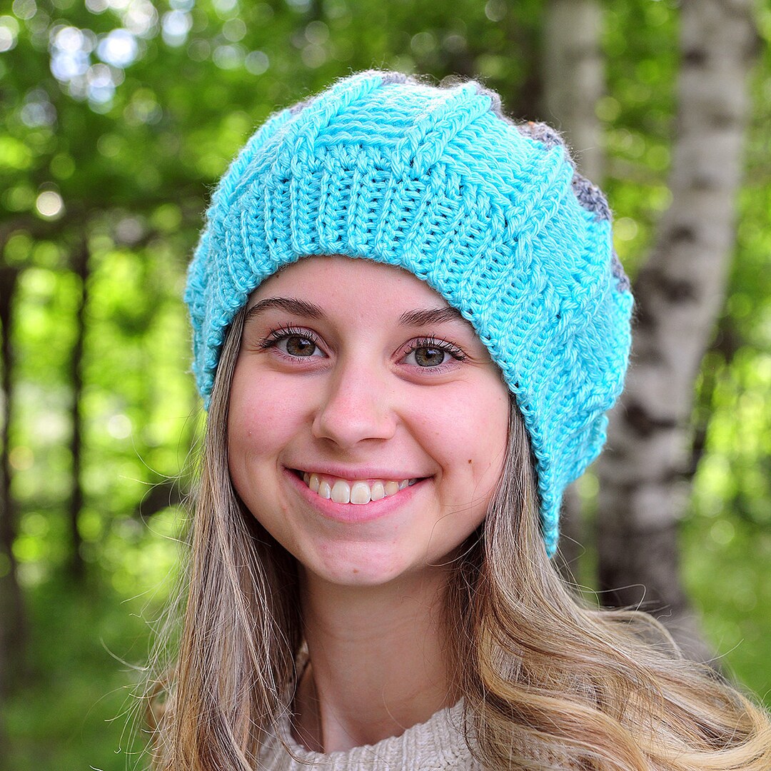 Handmade Crochet Tweed Hat: Aqua Blue Winter Toque - Etsy
