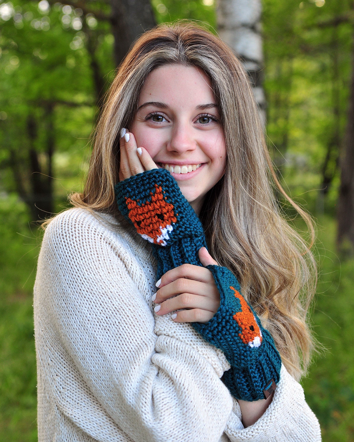 Fox Wrist Warmers Taupe Fingerless Gloves Texting Gloves - Etsy