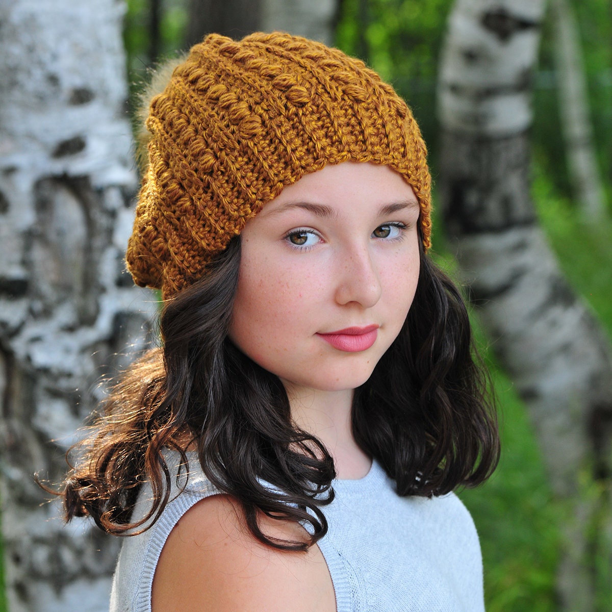 Dark Pink Winter Hat, Slouch Hat, Acrylic Yarn, Deep Rose, Crochet Hat ...