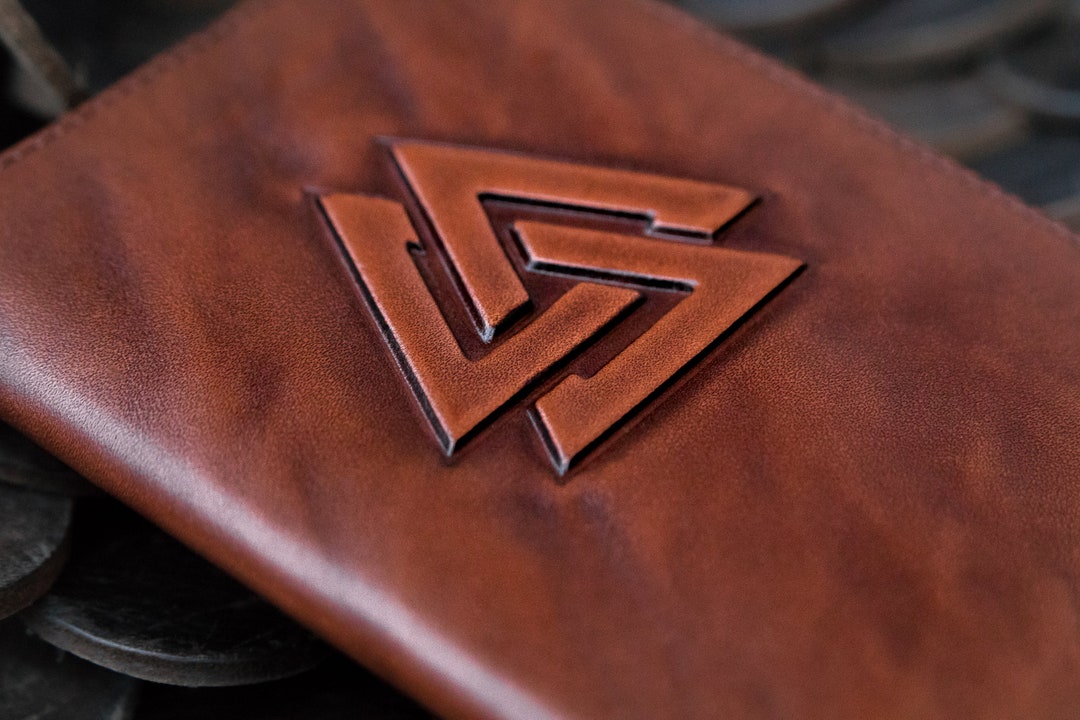Valknut Viking Leather Travel Wallet Passport Cover Document Holder ...