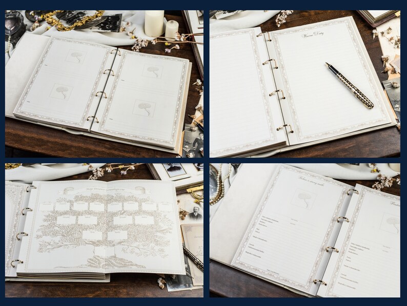 Personalized Family Book Genuine Leather With Large Genealogical Trees ...