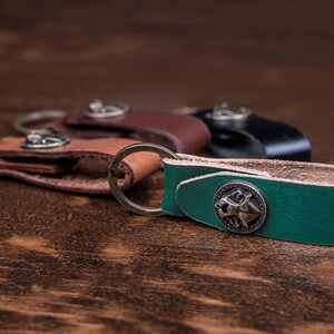 Leather Keyring Key Fob Gift for Him With Decorative Puma Snap Press ...