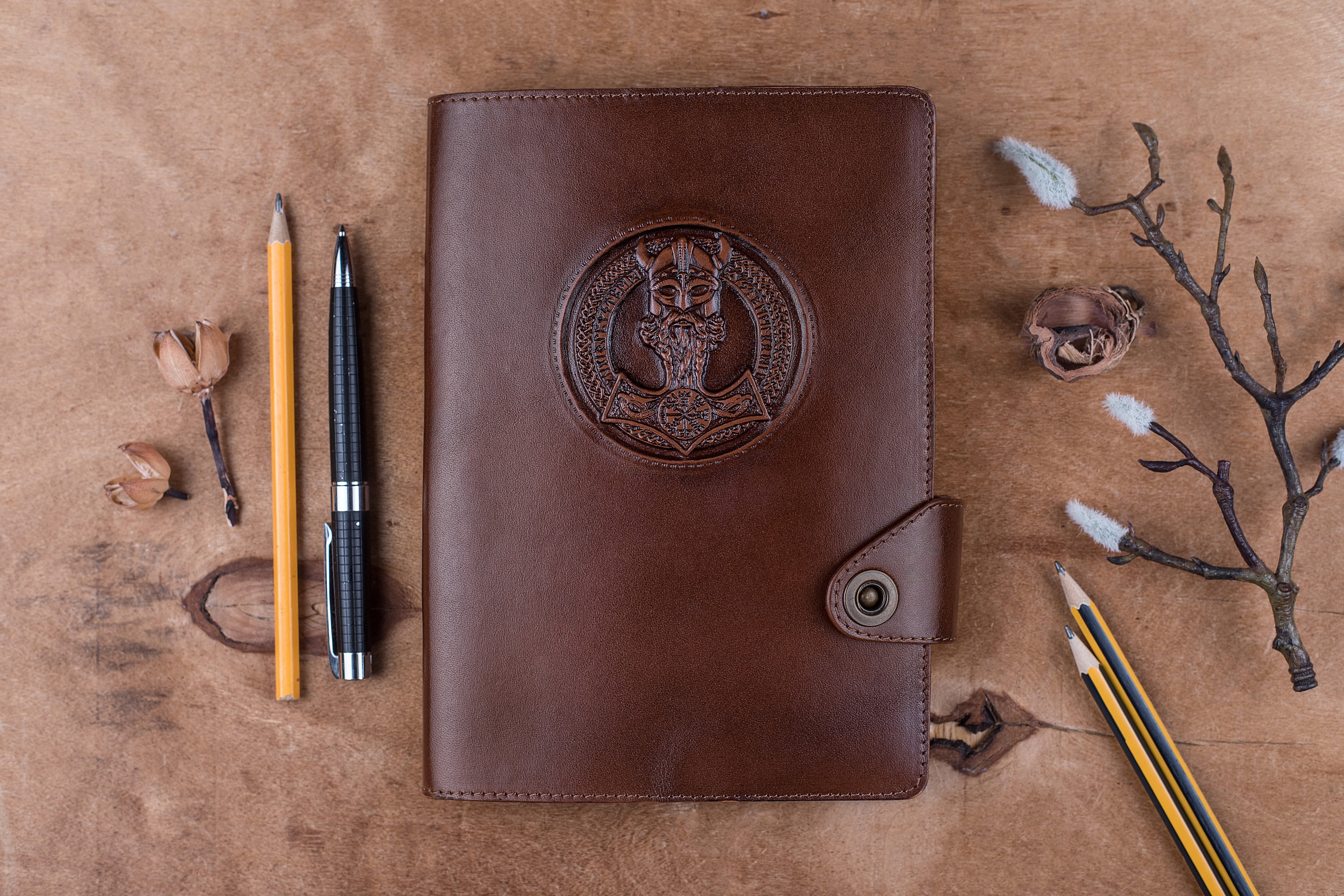 Viking Refillable Leather Journal Notebook Cover With Norse | Etsy