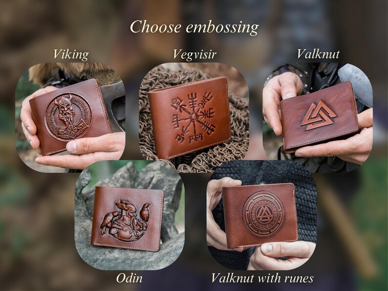 Viking Leather Wallet Vegvisir Mjolnir Thor Hammer Norse - Etsy
