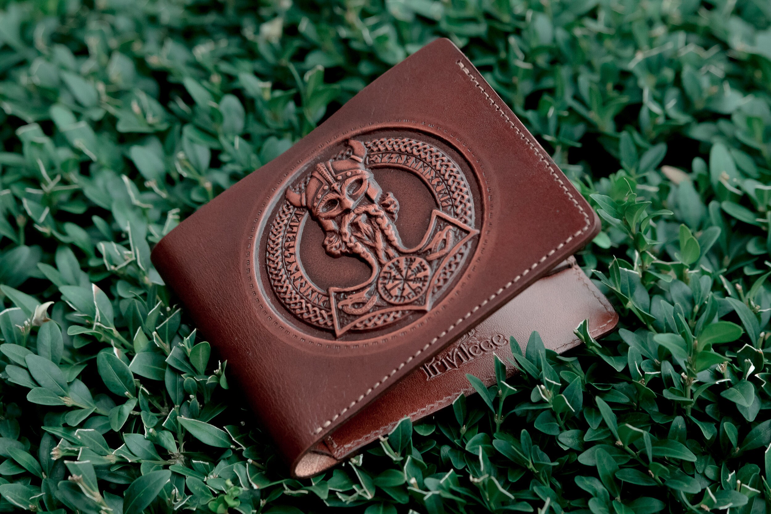 Viking Leather Wallet Vegvisir Mjolnir Thors Hammer Norse | Etsy