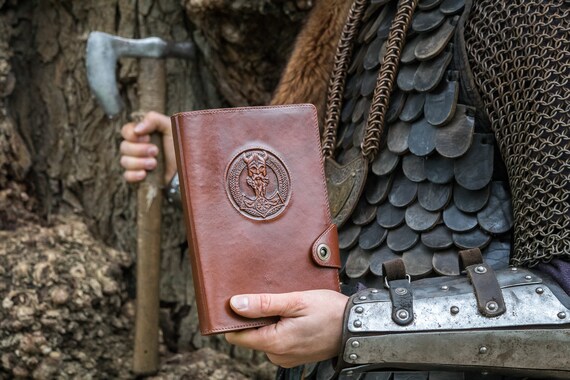Viking Refillable Leather Journal Notebook Cover With Norse | Etsy