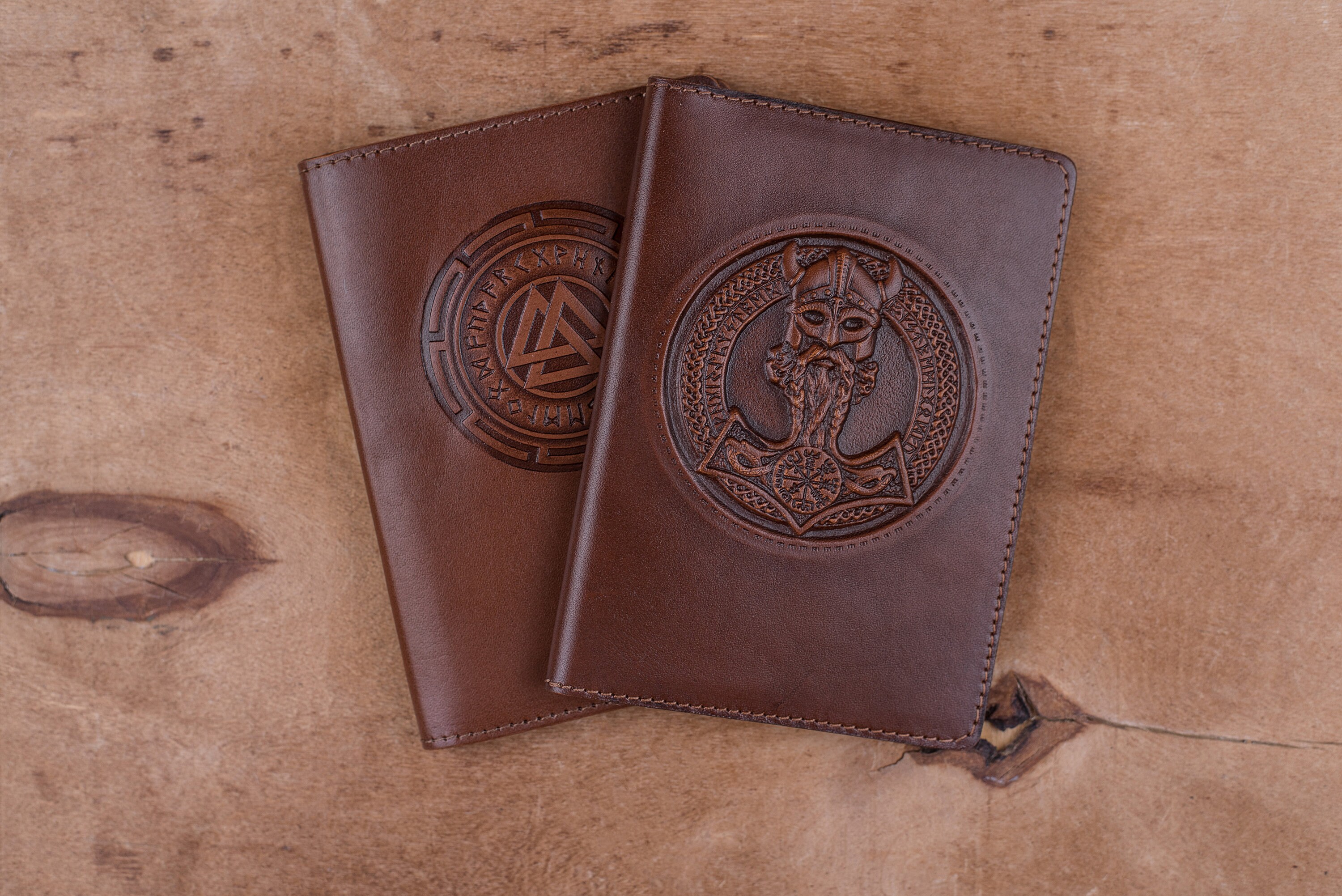 Set of Two Travel Wallets Viking Wallet And Valknut Norse | Etsy