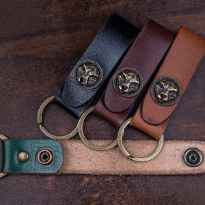 Leather Keyring Key Fob Gift for Him With Decorative Puma Snap Press ...