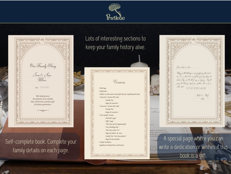 Personalized Family Book Genuine Leather With Large Genealogical Trees ...