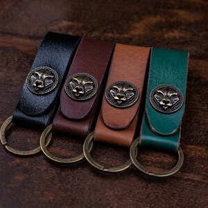 Leather Keyring Key Fob Gift for Him With Decorative Puma Snap Press ...