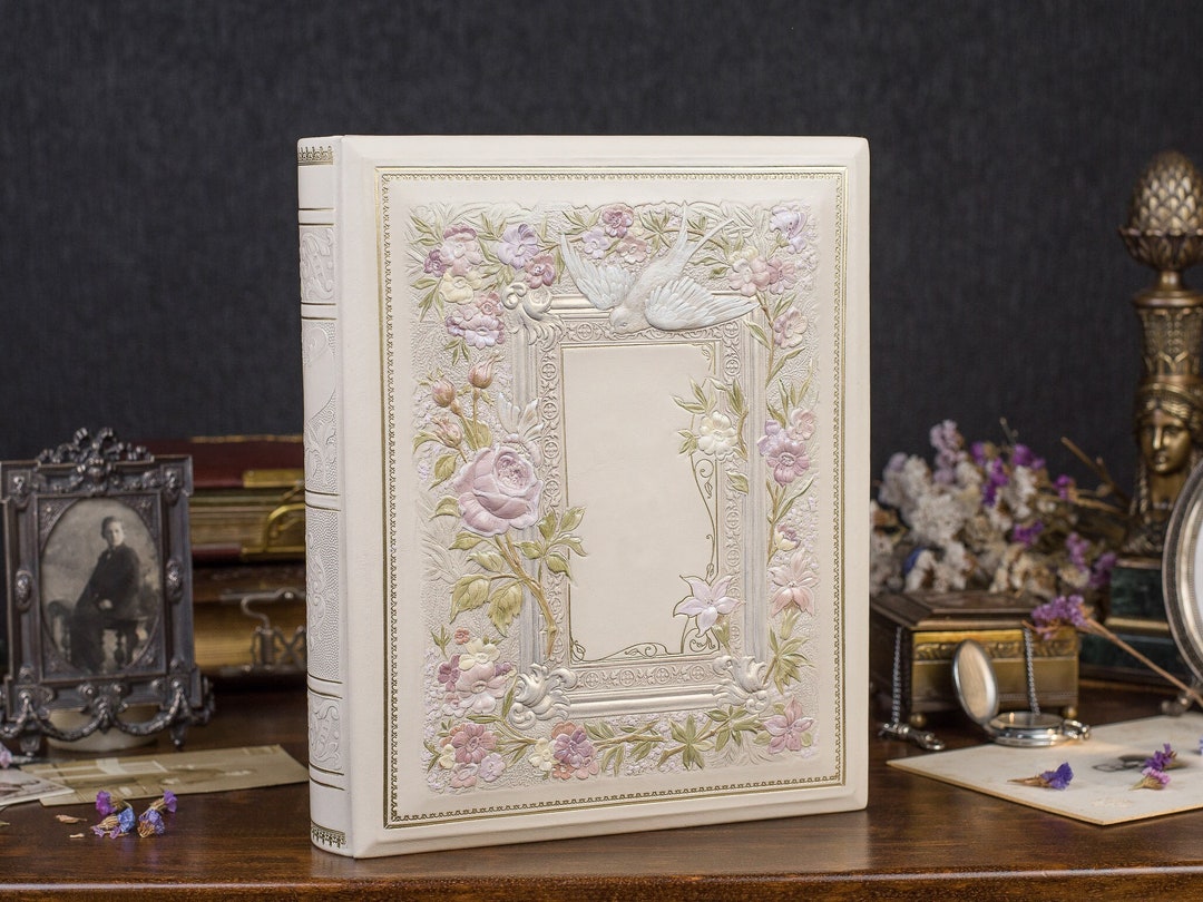 Personalized Handpainted Leather Wedding Photo Album Handmade Gift ...