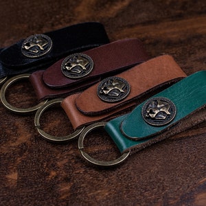 Leather Keyring Key Fob Gift for Him With Decorative Puma Snap Press ...
