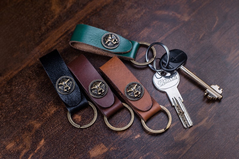 Leather Keyring Key Fob Gift for Him With Decorative Puma Snap - Etsy