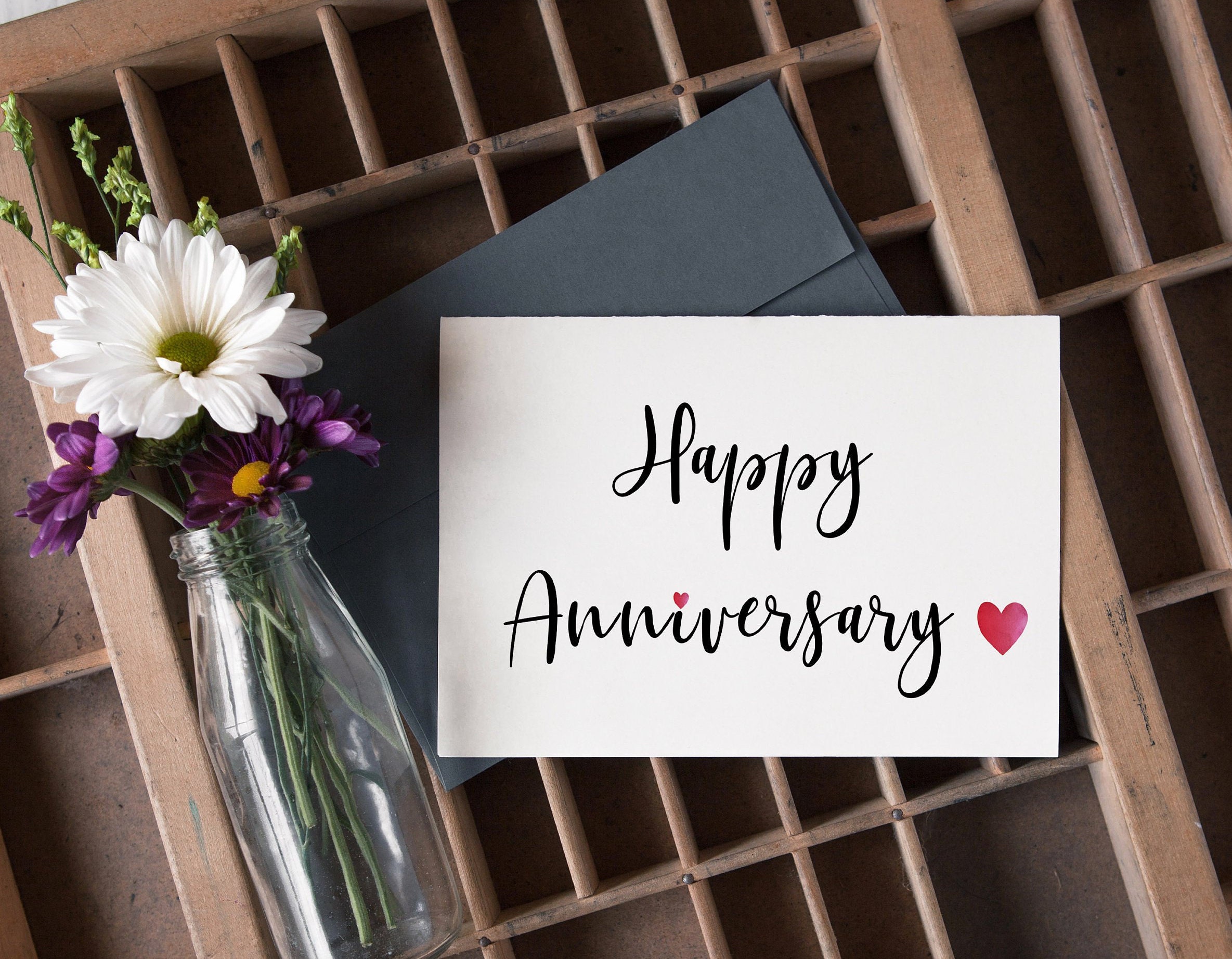 Happy Anniversary Printable Card Simple Black and White Hand - Etsy