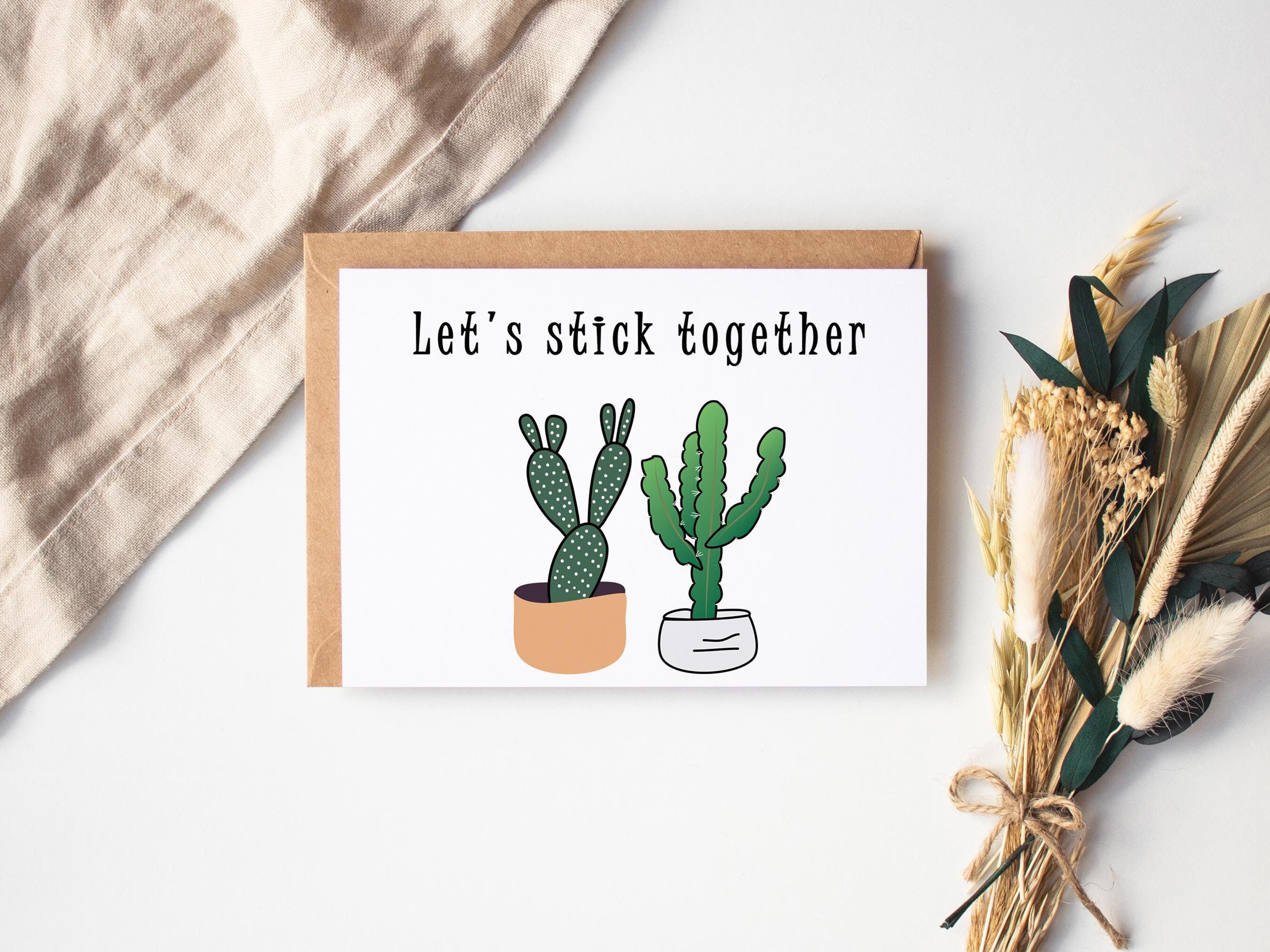 Let's Stick Together Printable Card, Anniversary Card, Digital Couple's ...