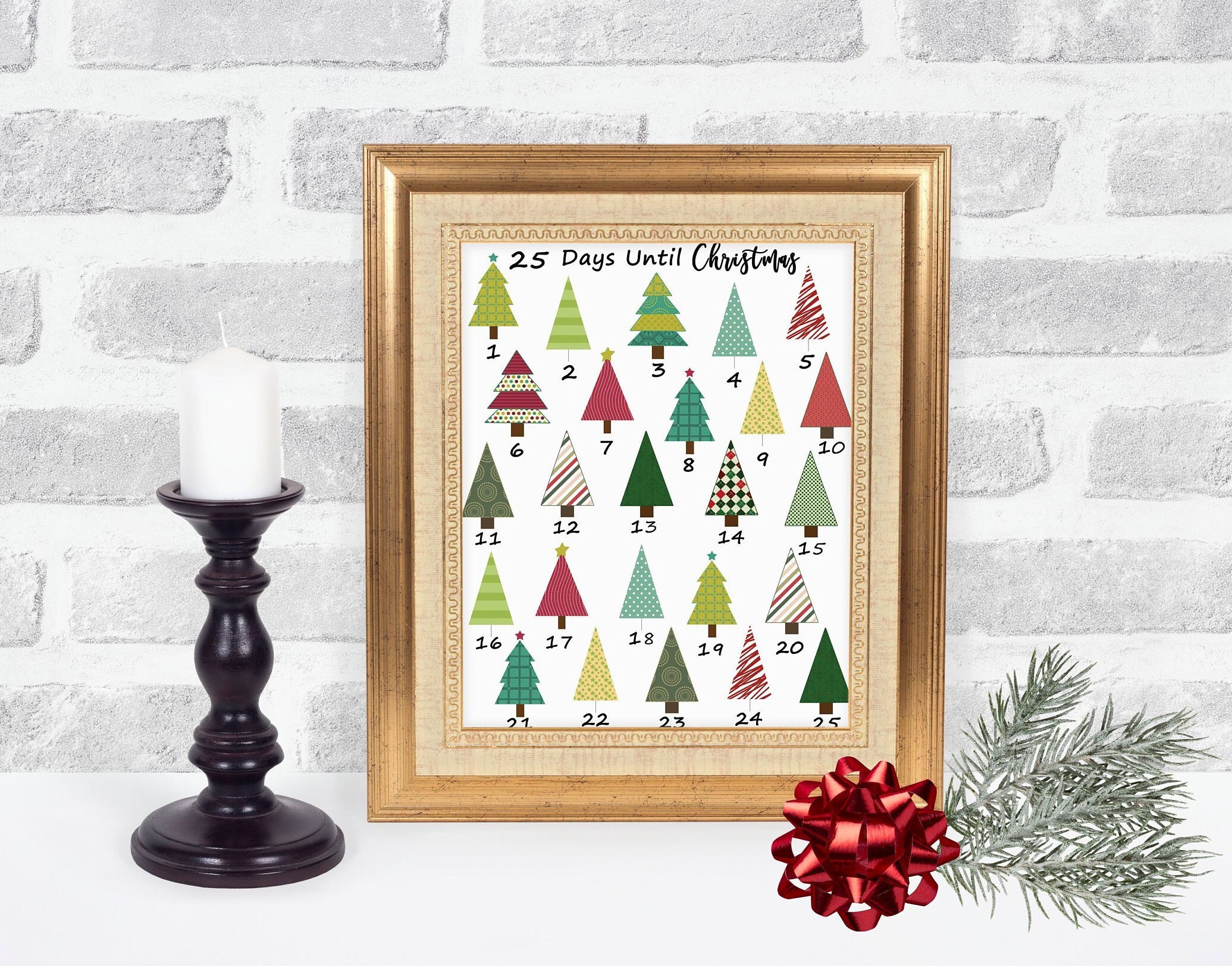Christmas Countdown Calendar Printable Advent Calendar - Etsy