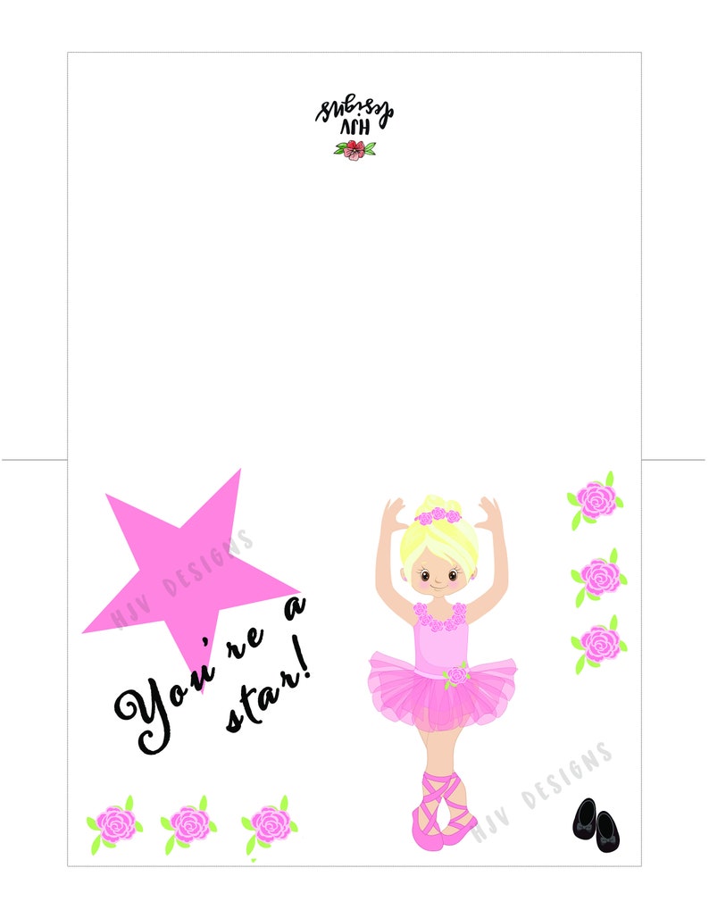 You're A Star Dancer Printable Card, Little Girl Dance Recital Card ...