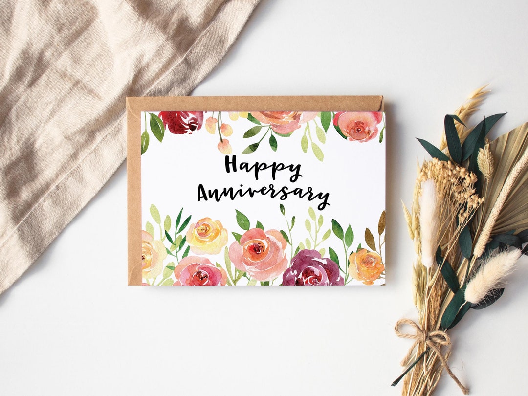 Happy Anniversary Printable Card, Instant Download Digital Greeting ...