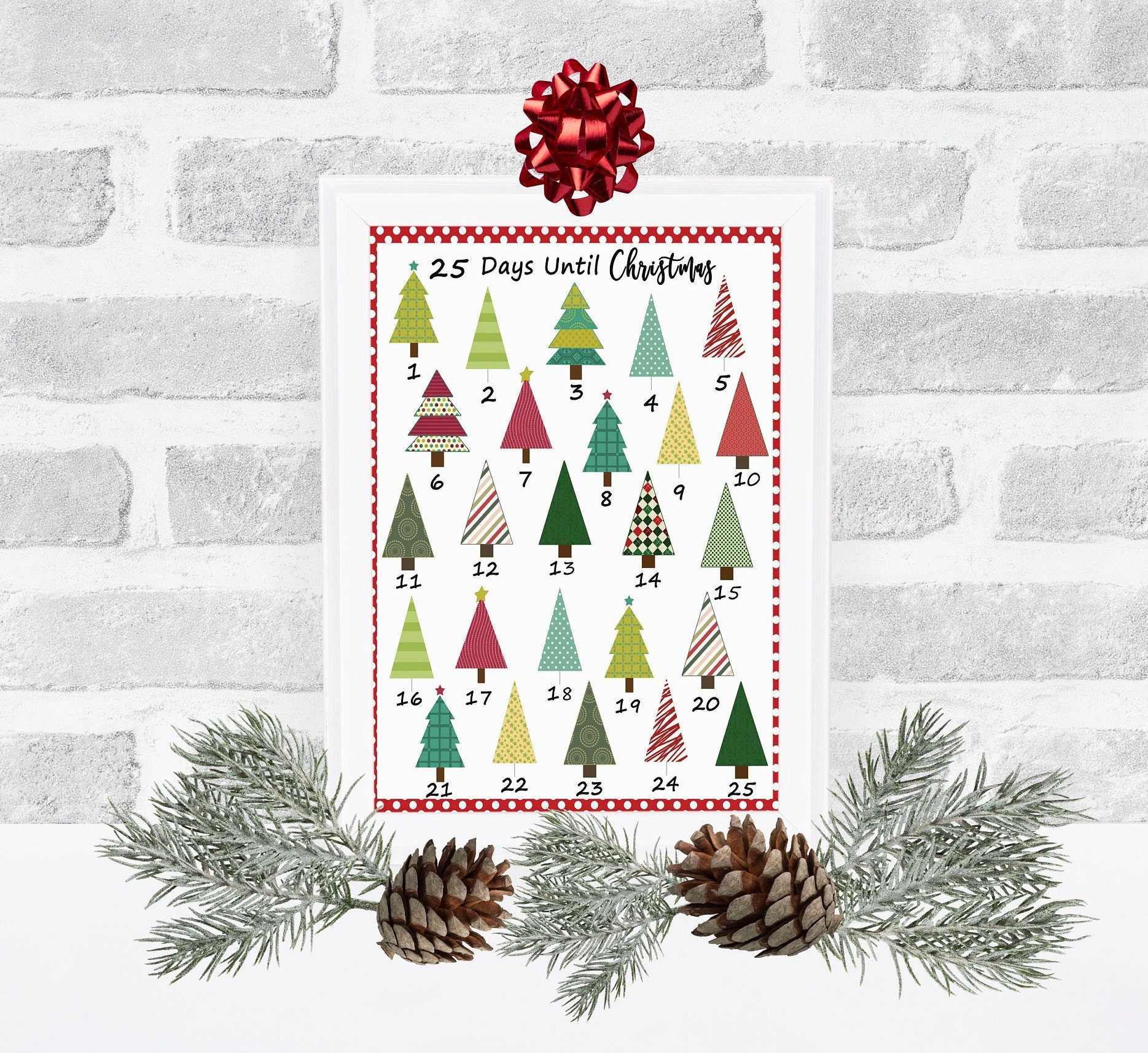 Christmas Countdown Calendar Printable Advent Calendar - Etsy
