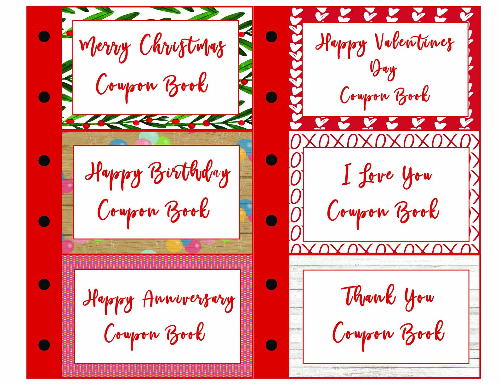 Happy Birthday Coupon Book, DIY Printable Coupons, Valentine Coupon ...