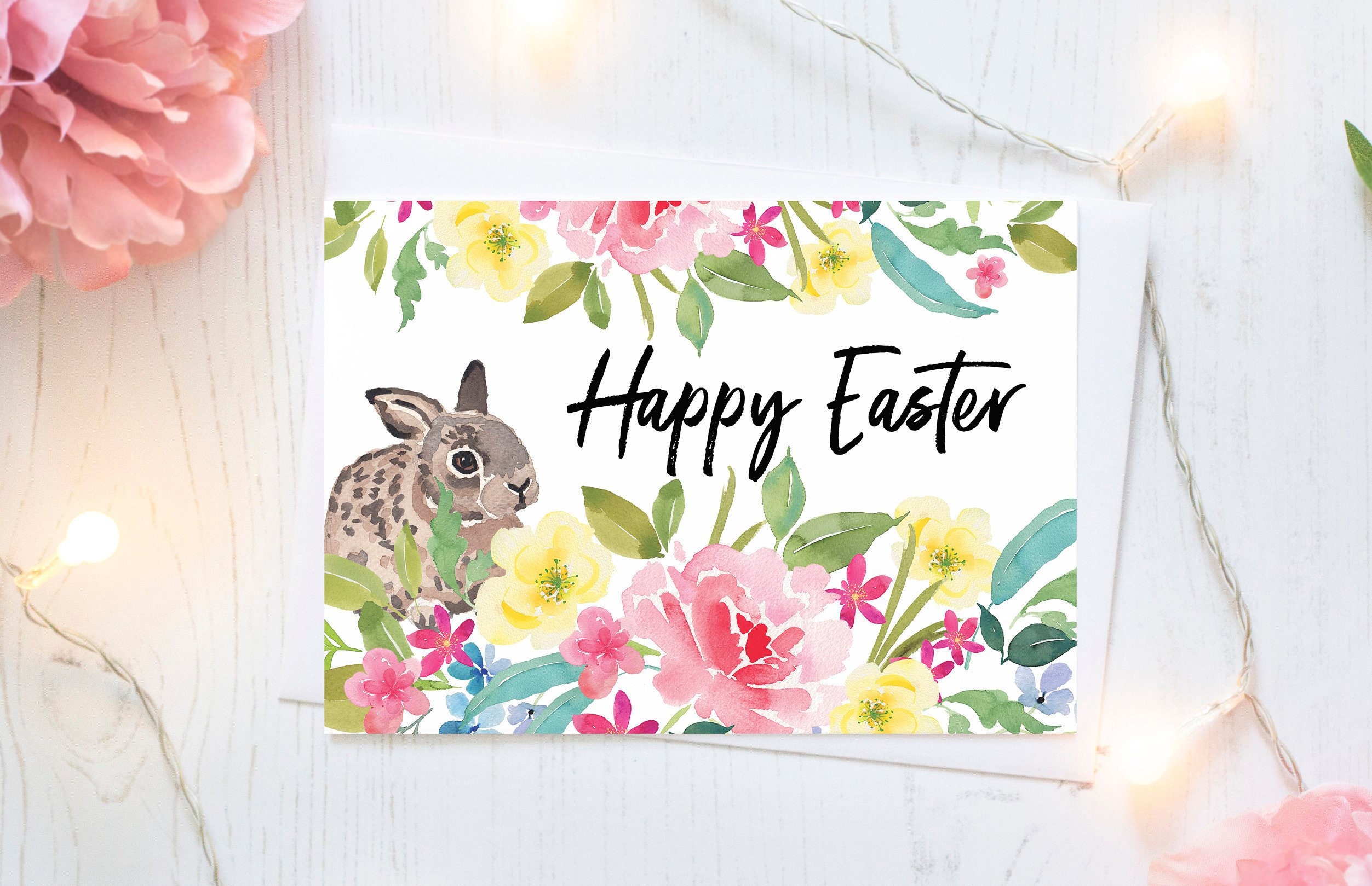 Happy Easter Printable Greeting Card, Easter Bunny Instant Download ...