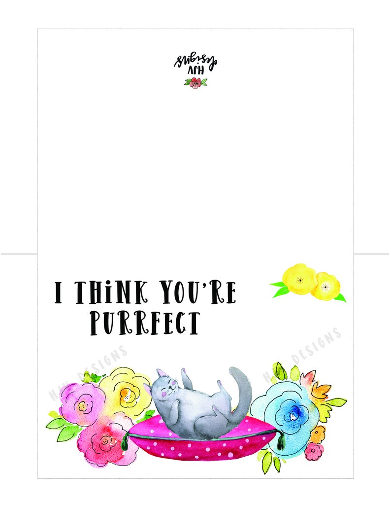 I Think You Are Perfect Cat Printable Card Cat Lover Card - Etsy