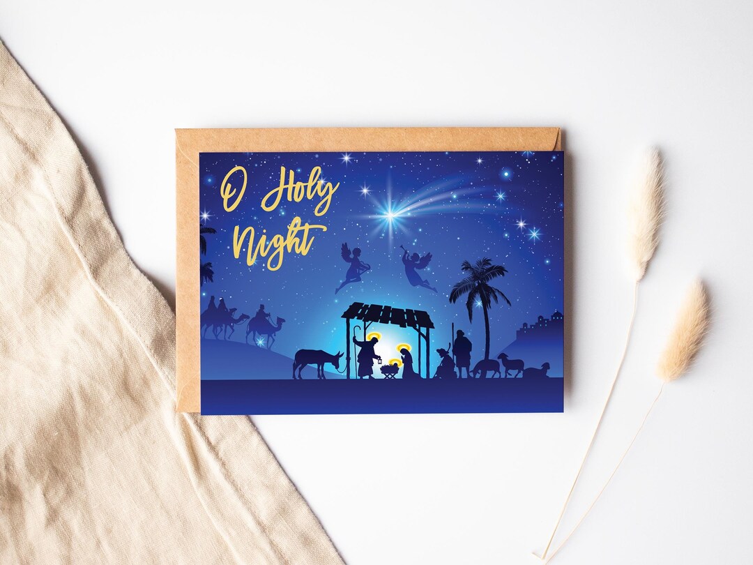 O Holy Night Nativity Printable Christmas Card, Jesus is the Reason ...