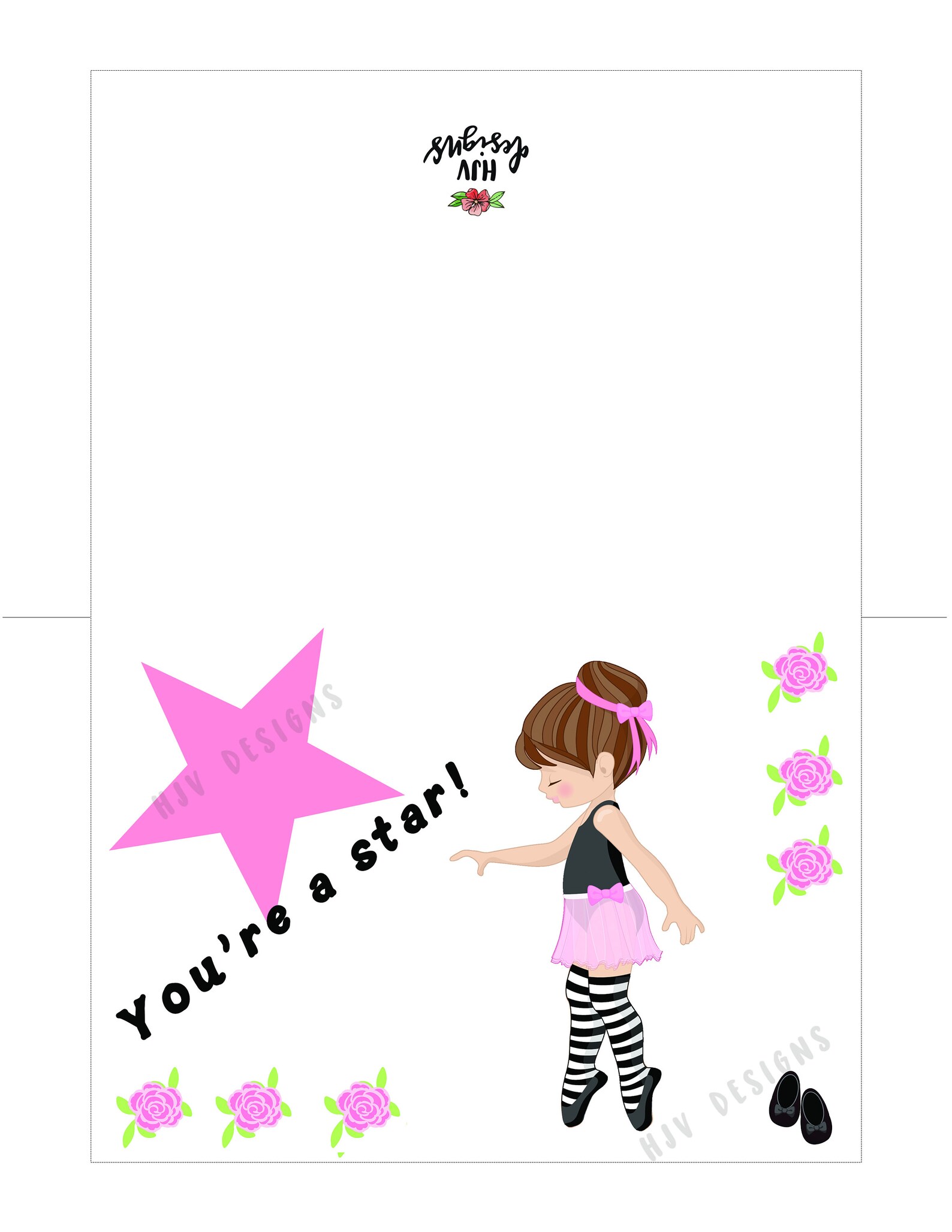You're A Star Dancer Printable Card, Little Girl Dance Recital Card ...