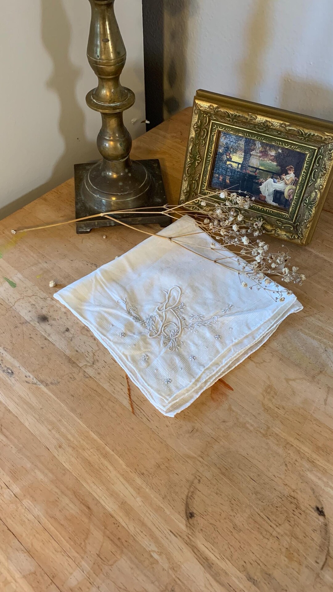 Vintage Monogram B Handkerchief ,handkerchief, Vintage Embroidered ...